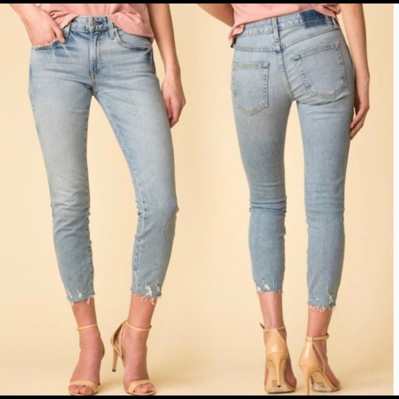 AMO | Pants & Jumpsuits | Nwt Amo Stix Crop Slim Fit Distressed Blue ...